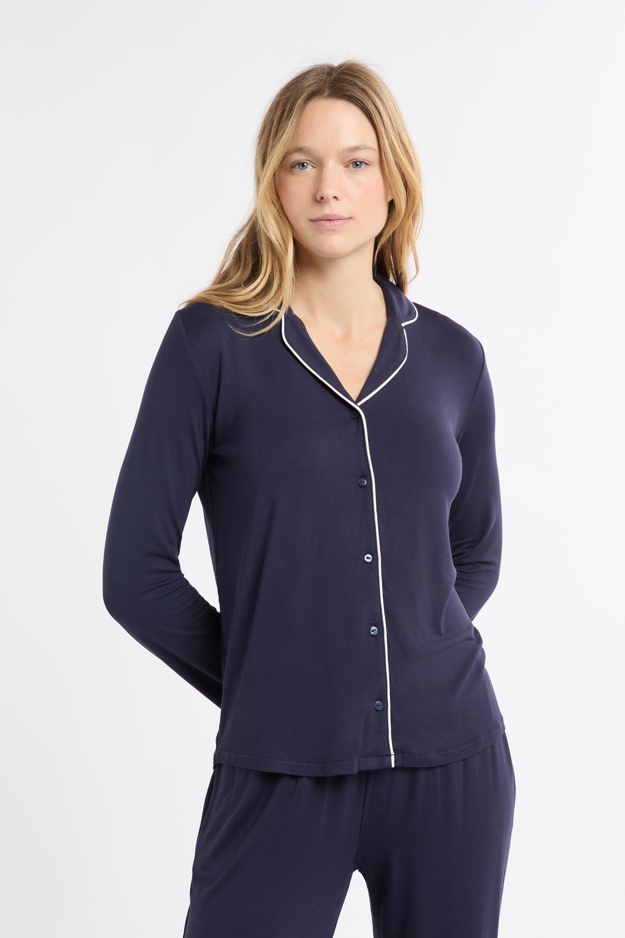 2-Piece Long-Sleeved Pyjama Set - LUDVIKA - MARINE - ETAM
