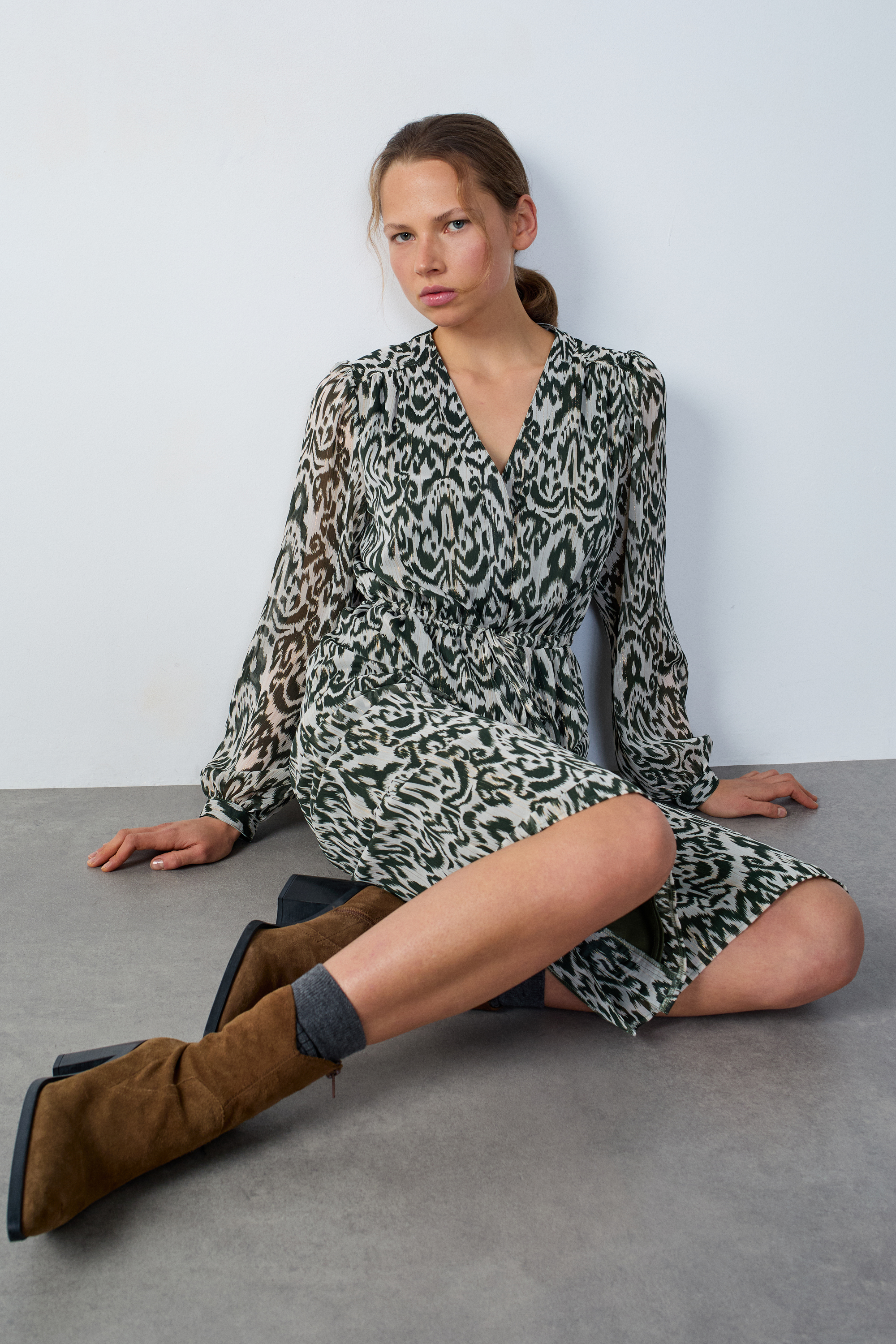 Long flowing printed dress with metallic effect - ELIE IMP - IMP FD ...