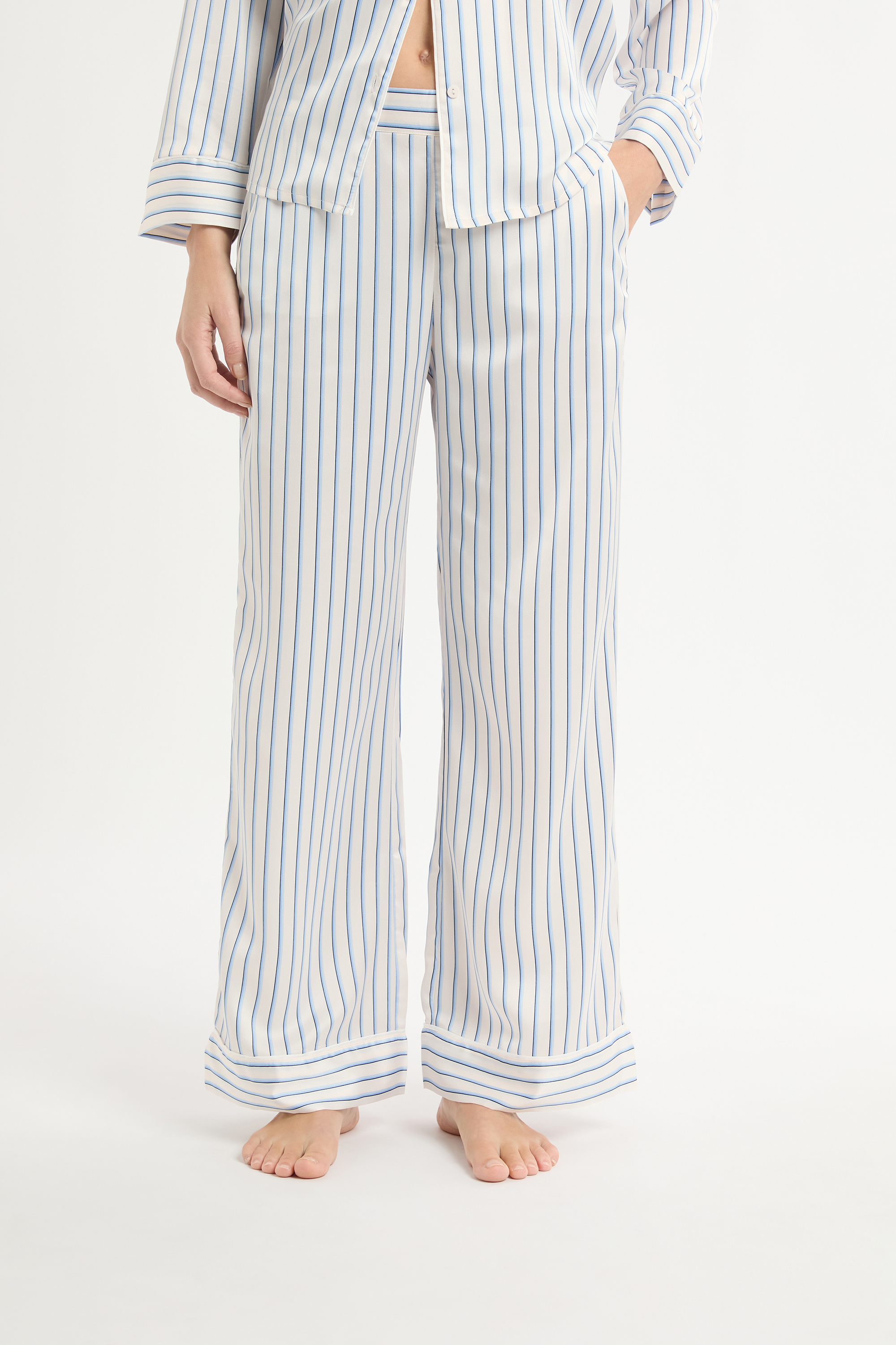 Pantalon de pyjama à rayures en satin - MEDRA - IMP FD MARINE - ETAM