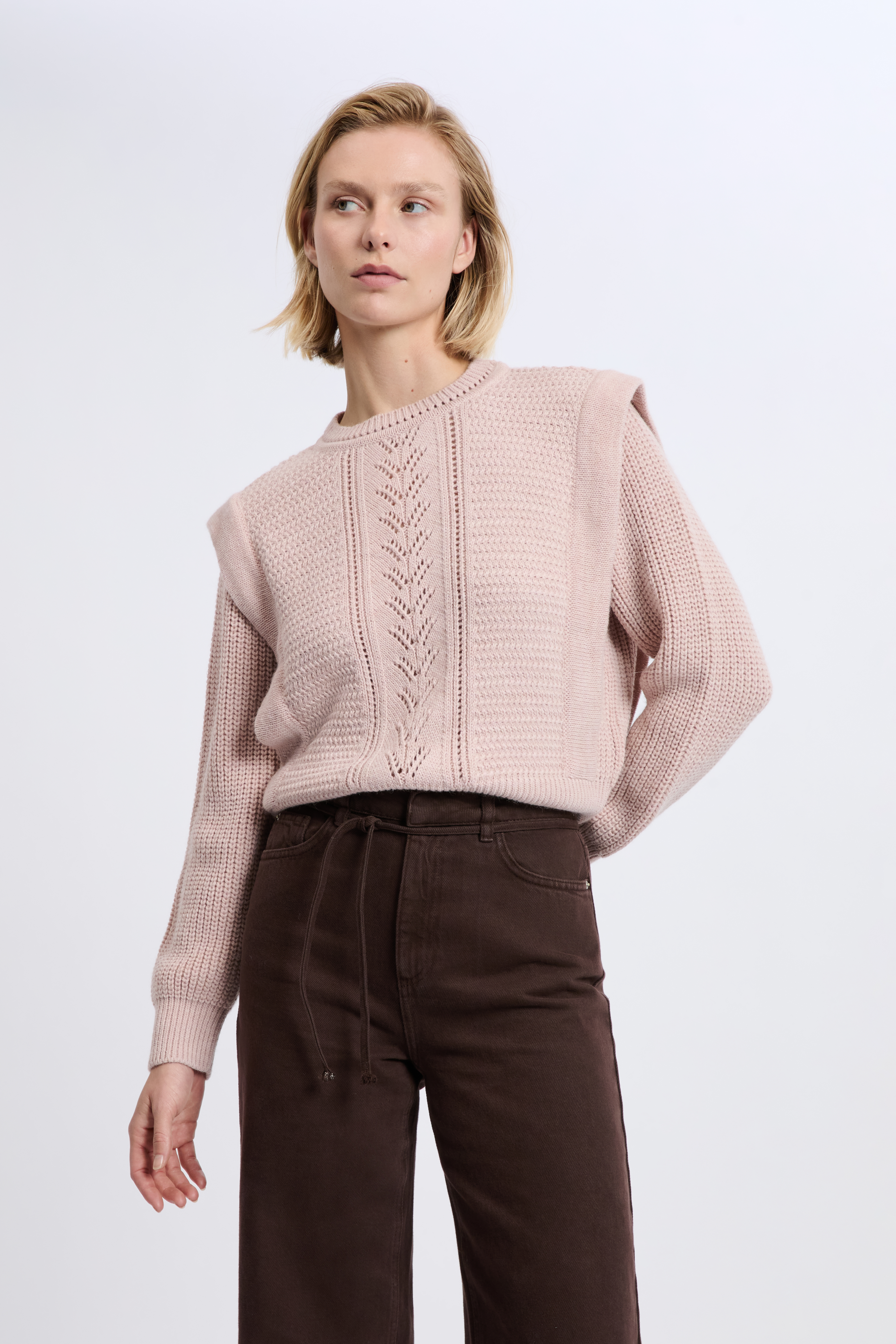 Pull à épaulettes avec laine - A AIMEE GILET - LILAS - ETAM