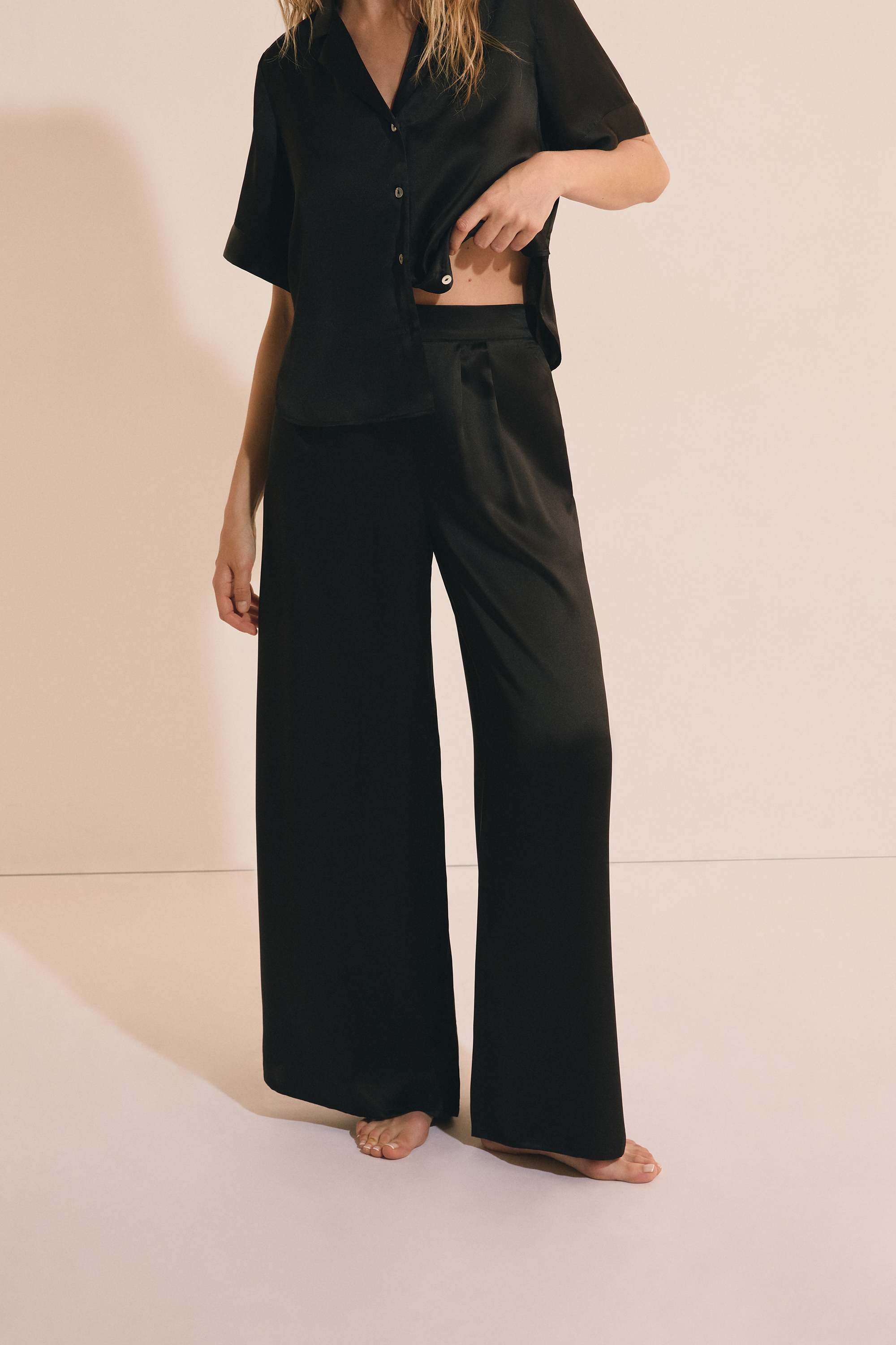 Silk Pyjama Trousers - PEARLY - NOIR - ETAM