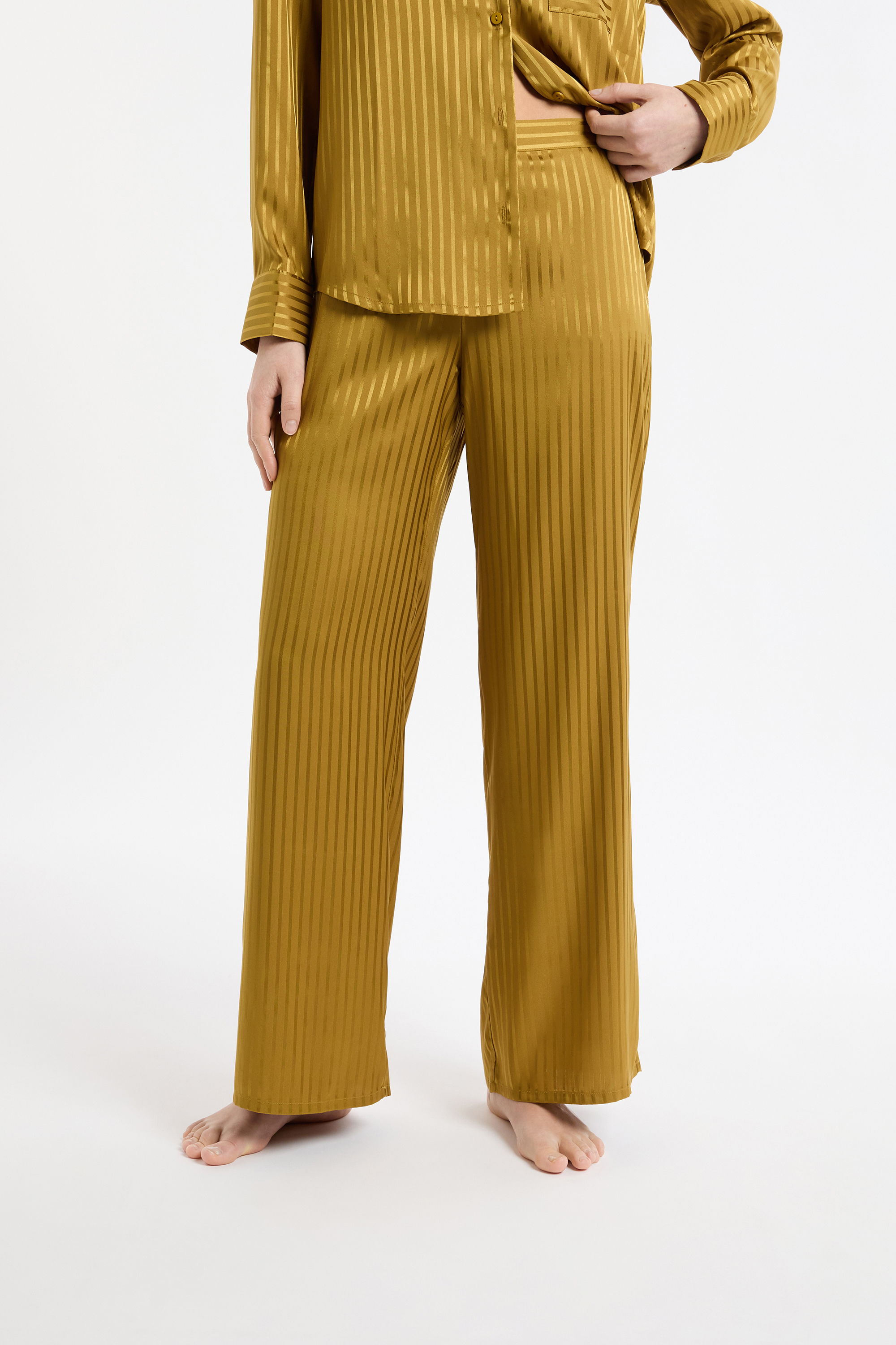 Pantalon de pyjama satinée à rayures MELOSIE VERT - ETAM