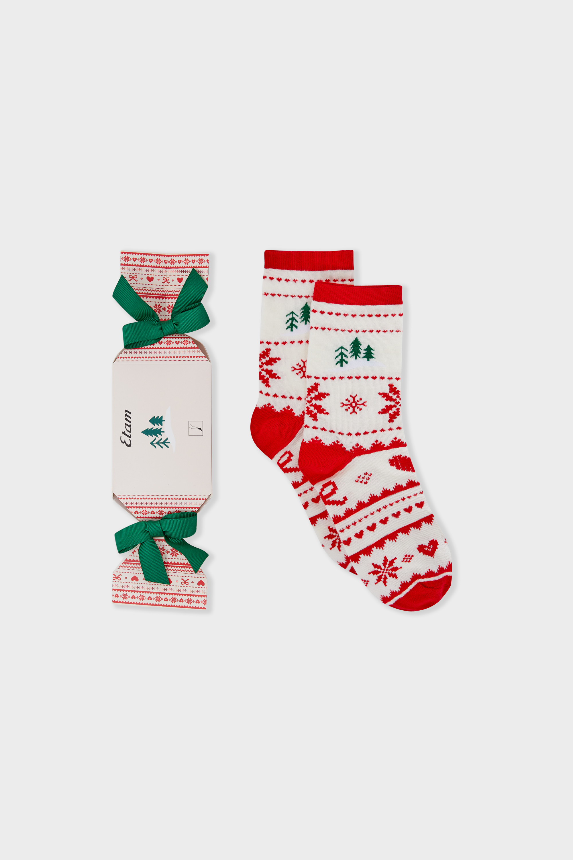 Fine Knit Patterned Socks - JACQ - ECRU - ETAM