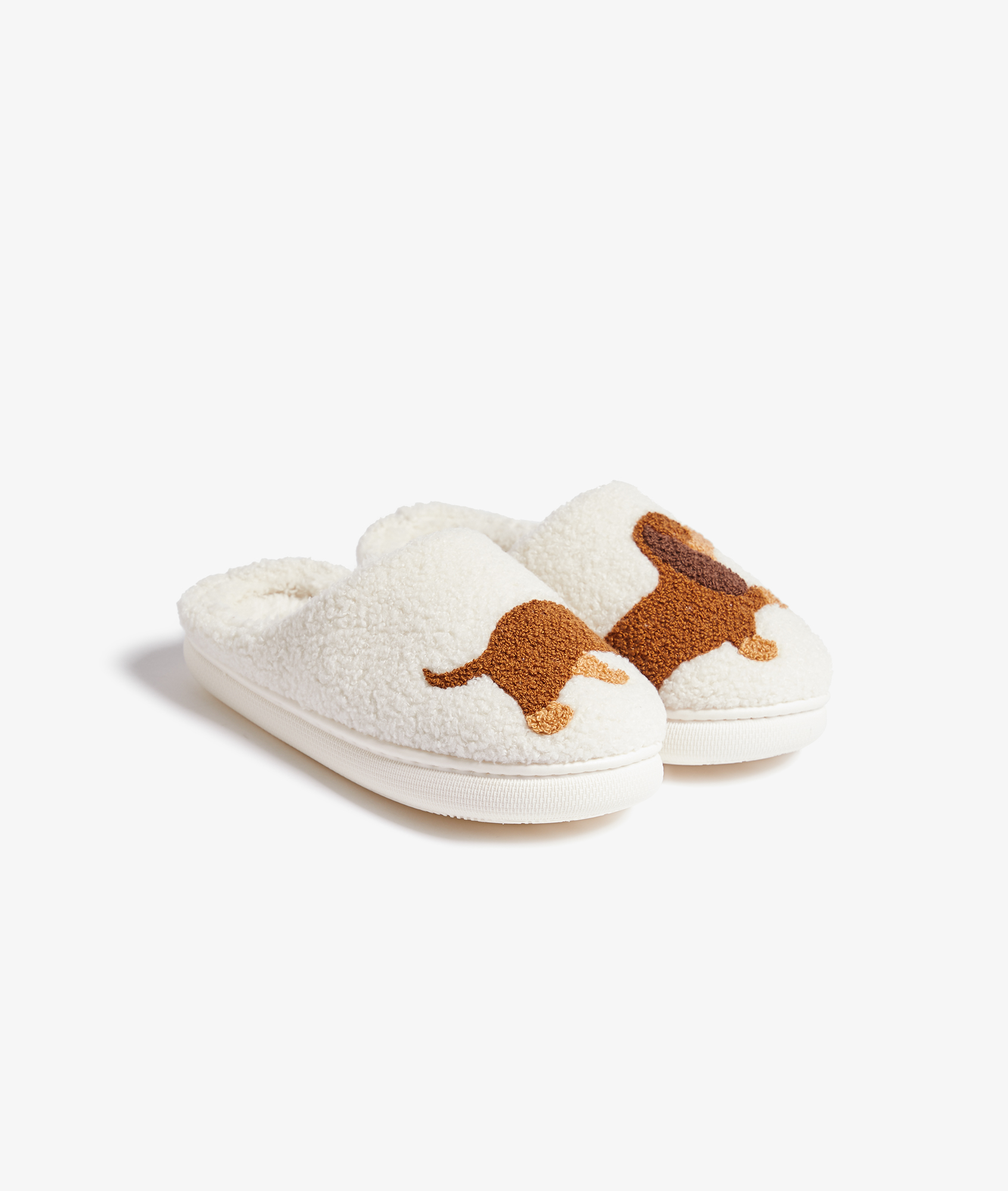Chaussons mules teckel Corgi - GOLLIE - ECRU - ETAM