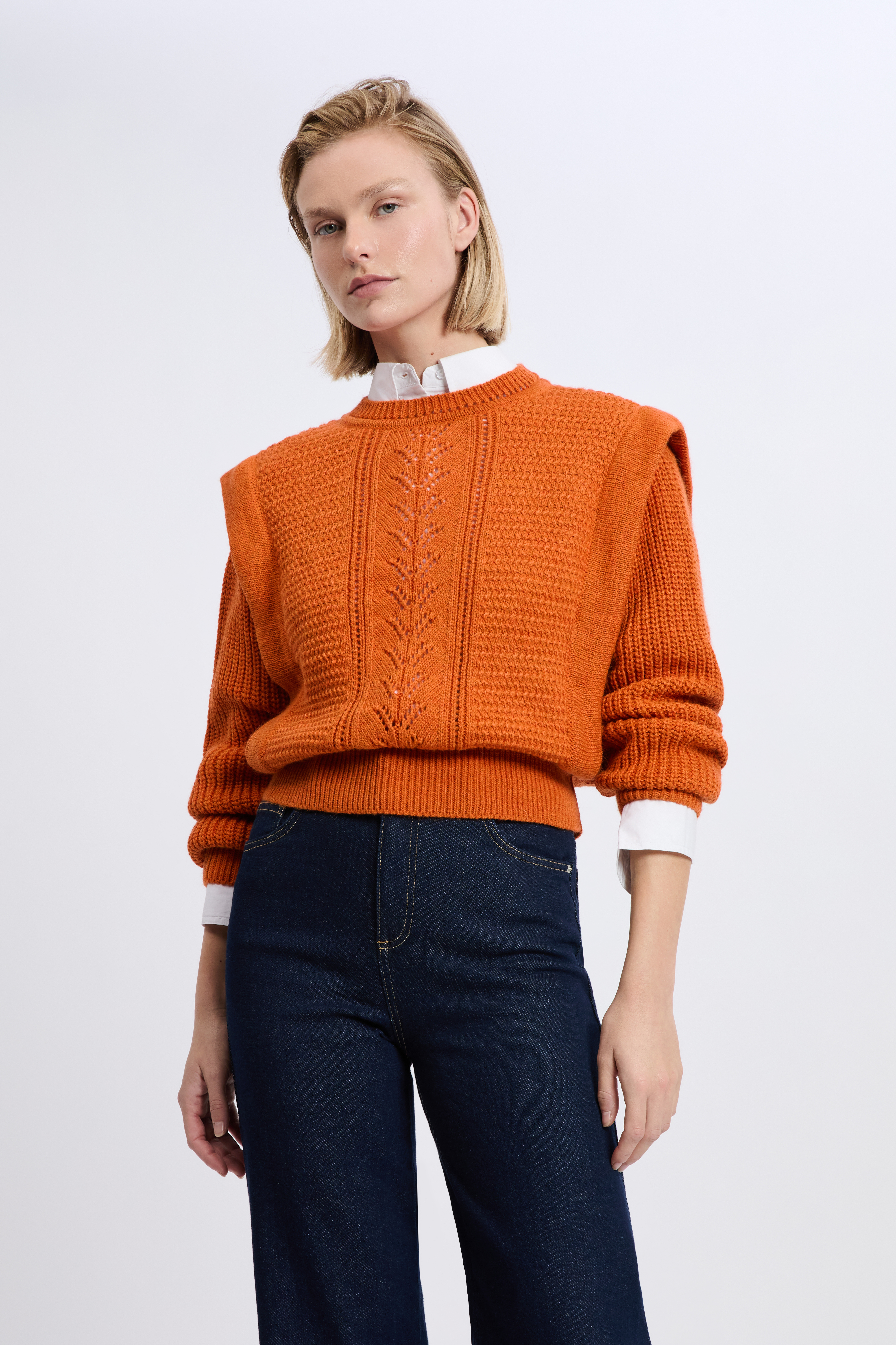 Sweater with Shoulder Details with Wool - A AIMEE GILET - ABRICOT - ETAM